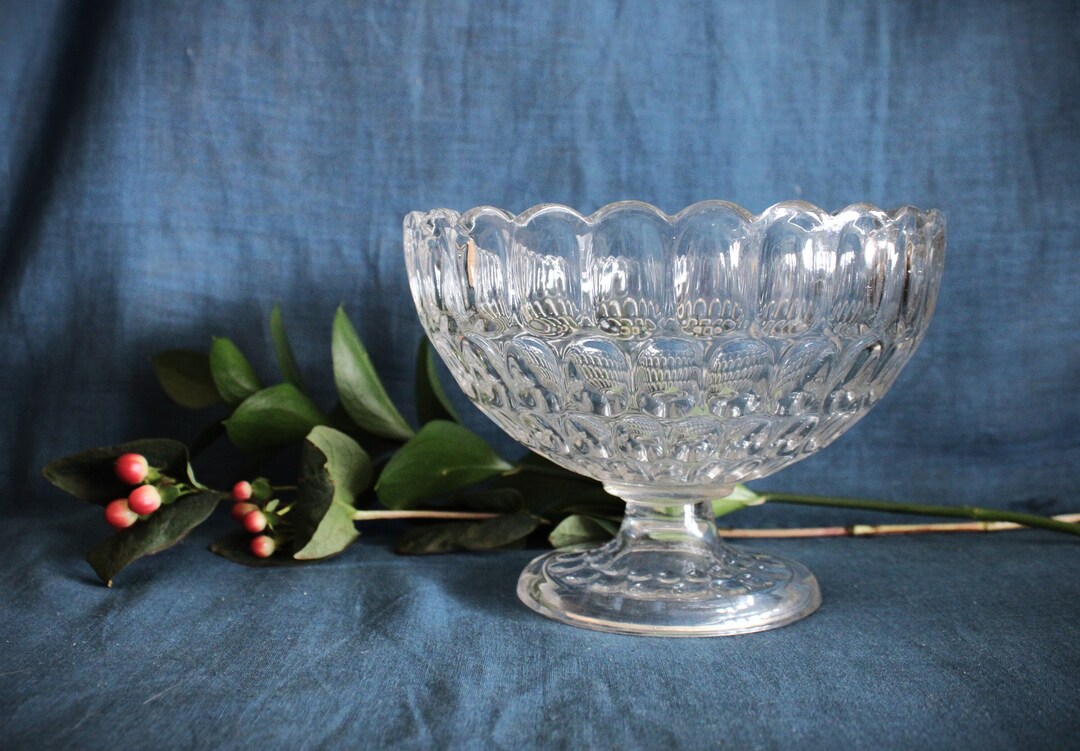 Antique EAPG Pedestaled Open Compote Baby Thumbprint Argus Flint Glass ...