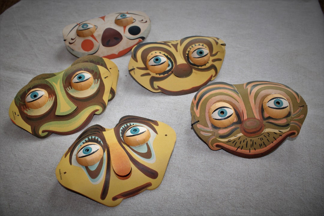 22 Antique 1930s Japanese Die Cut Paper Masquerade Halloween Masks NOS ...