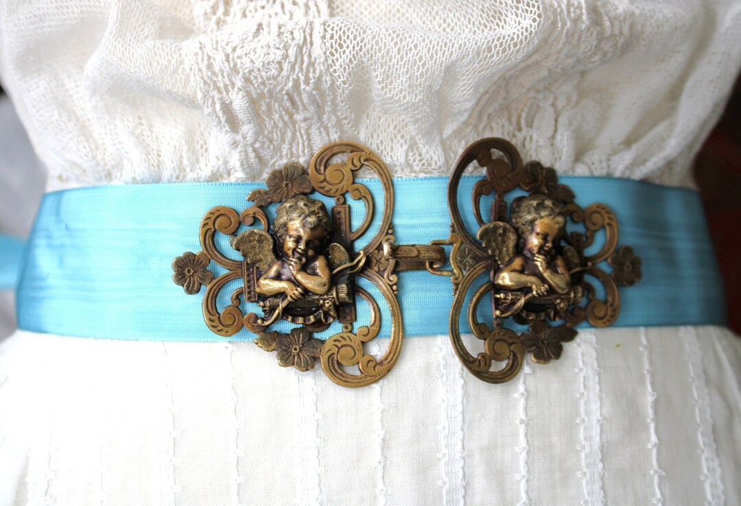 Antique Victorian - Edwardian Stamped Brass Buckle With Cherubs ...