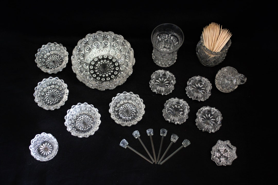 11 Antique Glass EAPG Mismatched Salt Cellars 6 Salt Spoons and 2 ...