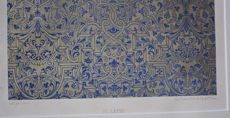 Antique French Baroque Pattern Lithograph Print, Gold Wood Frame - Etsy