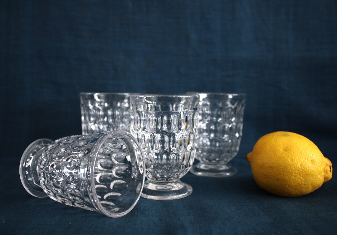 4 Antique EAPG Argus Thumbprint Footed Cocktail Tumblers Early American ...