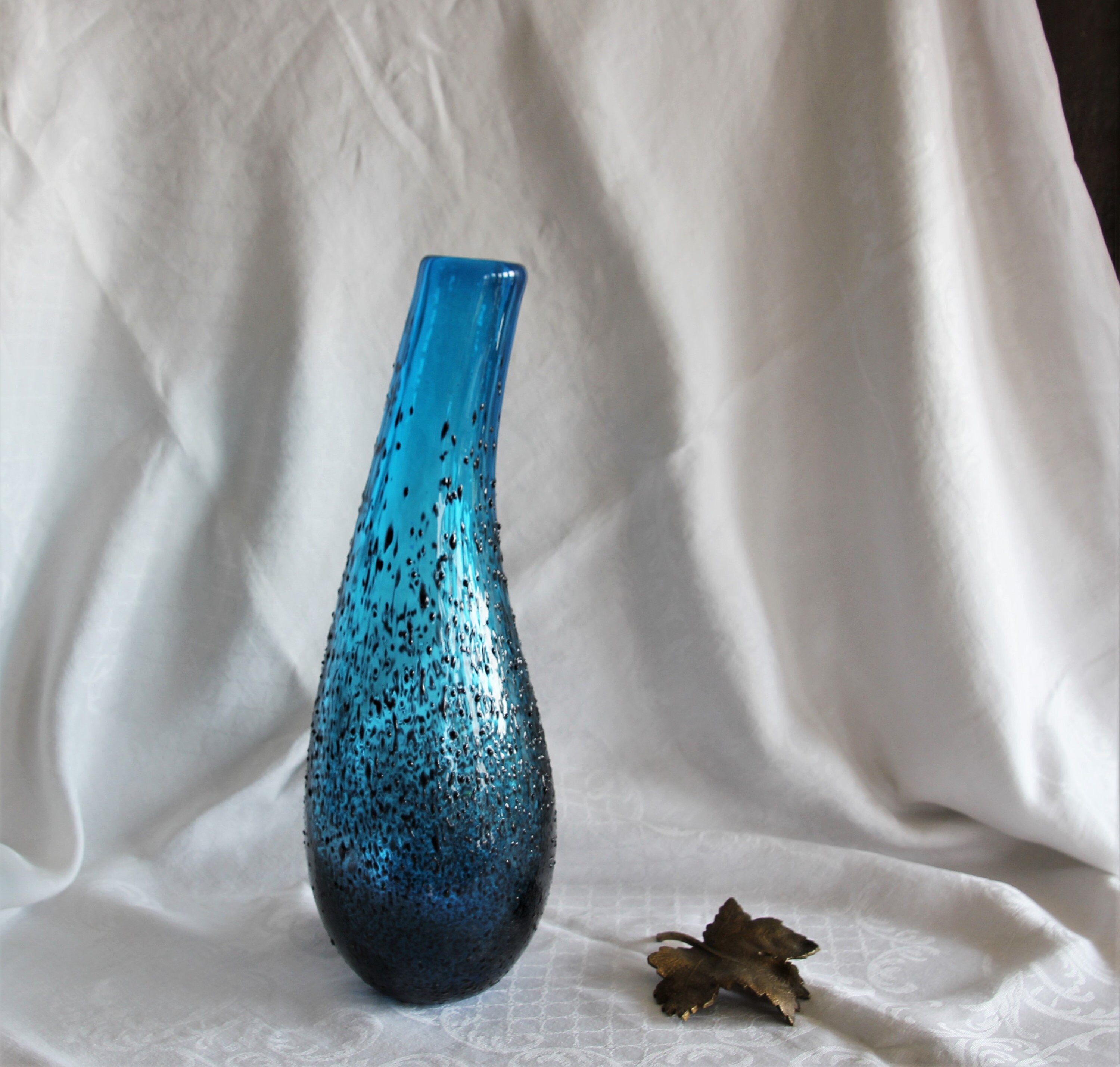 Collectible Glass Art & Collectibles Mid Century Blue Glass Teardrop ...