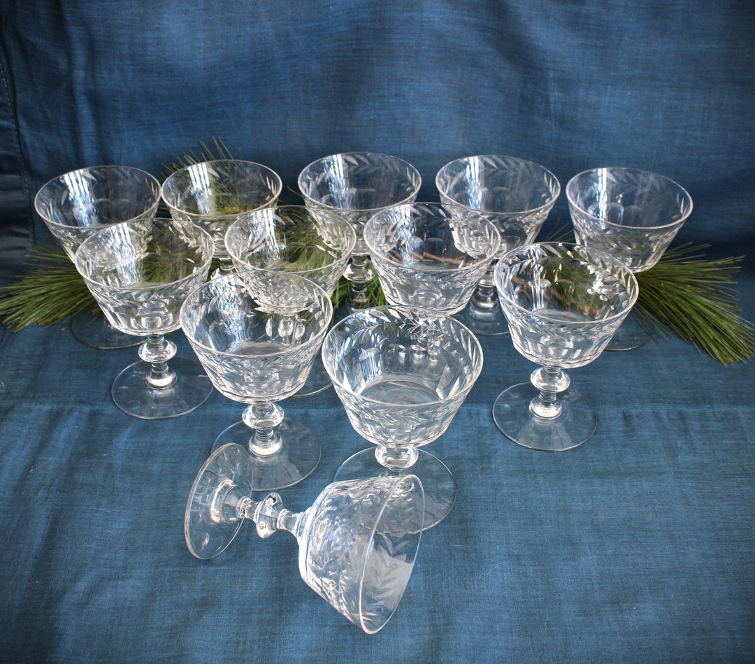 Set of 12 Tiffin Franciscan Athlone Cut Crystal Stemware Coupe ...