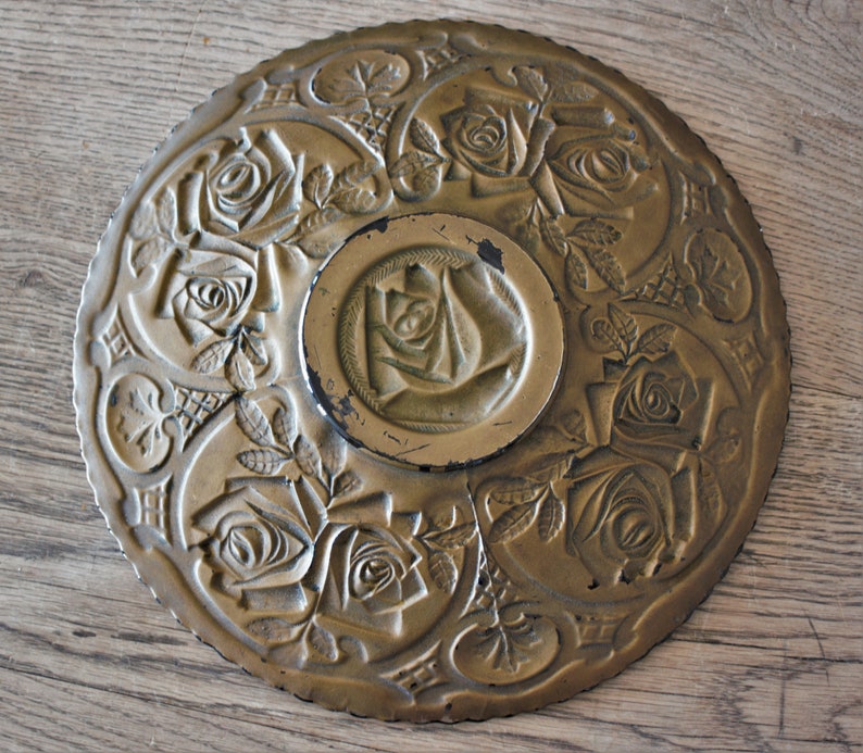 Antique Gleaming Goofus Glass Plate With Roses - Etsy