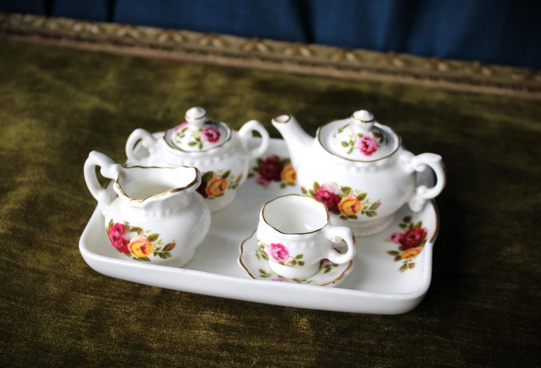 Vintage Porcelain Staffordshire Newhall Doll Toy Tea Set With Roses - Etsy