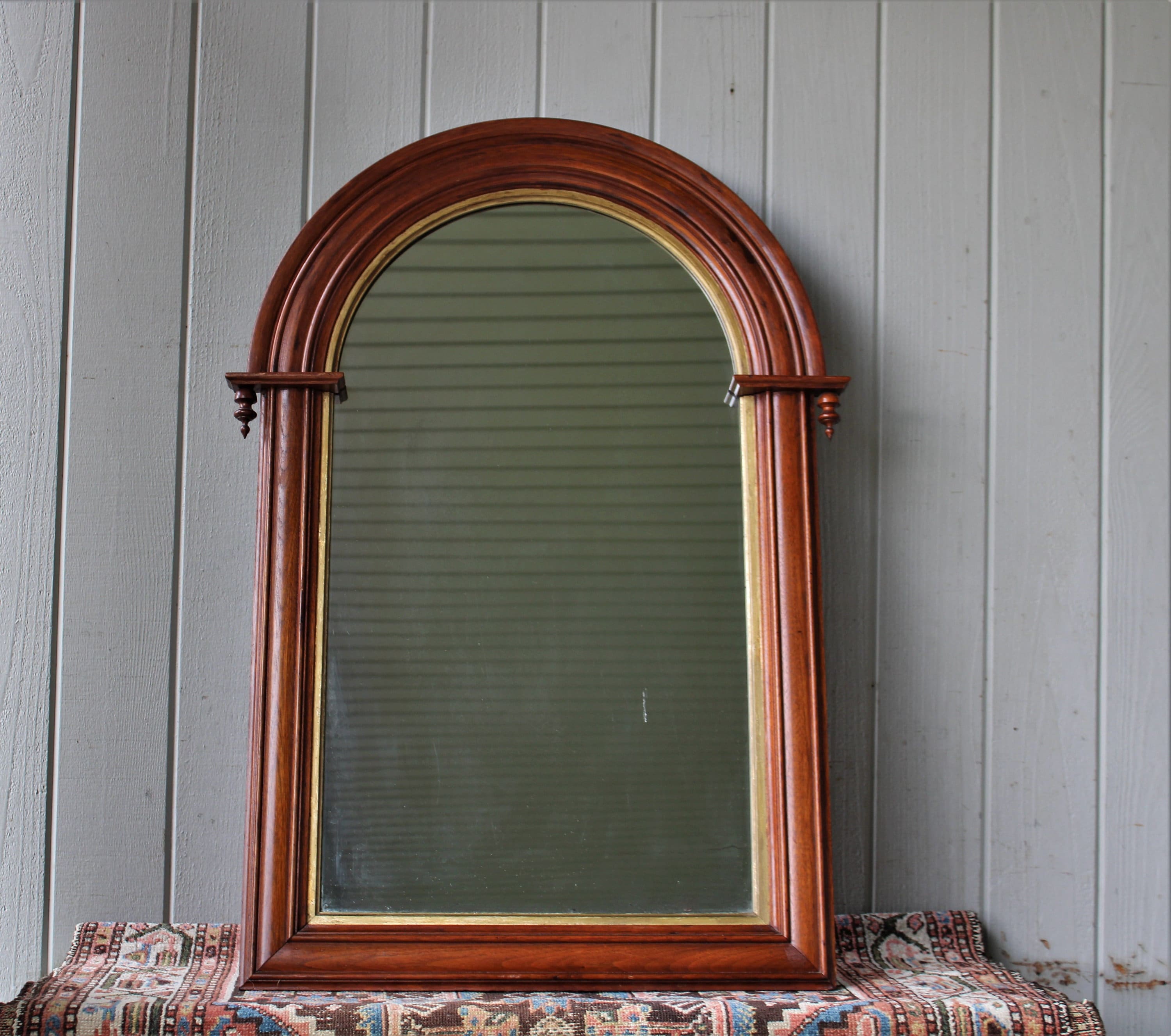 Beautiful Victorian antique arched shaving mirror foxing mahogany ...