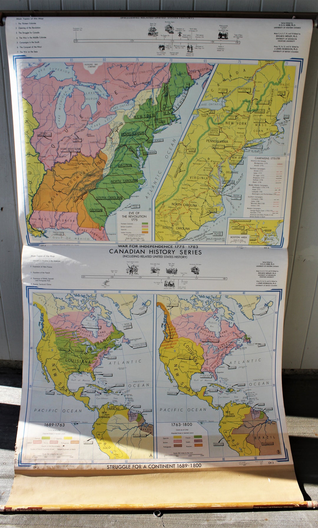 Vintage Classroom Pull Down Map Canadian History Series Struggle for a ...