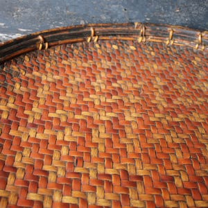 Vintage Asian Woven Rattan Rice Grain Winnowing Tray With Gorgeous ...
