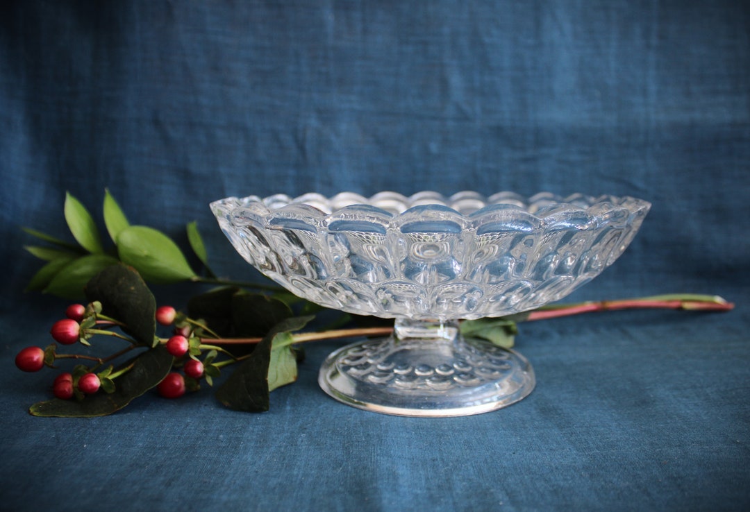 Antique EAPG Pedestaled Open Compote Baby Thumbprint Argus Flint Glass ...