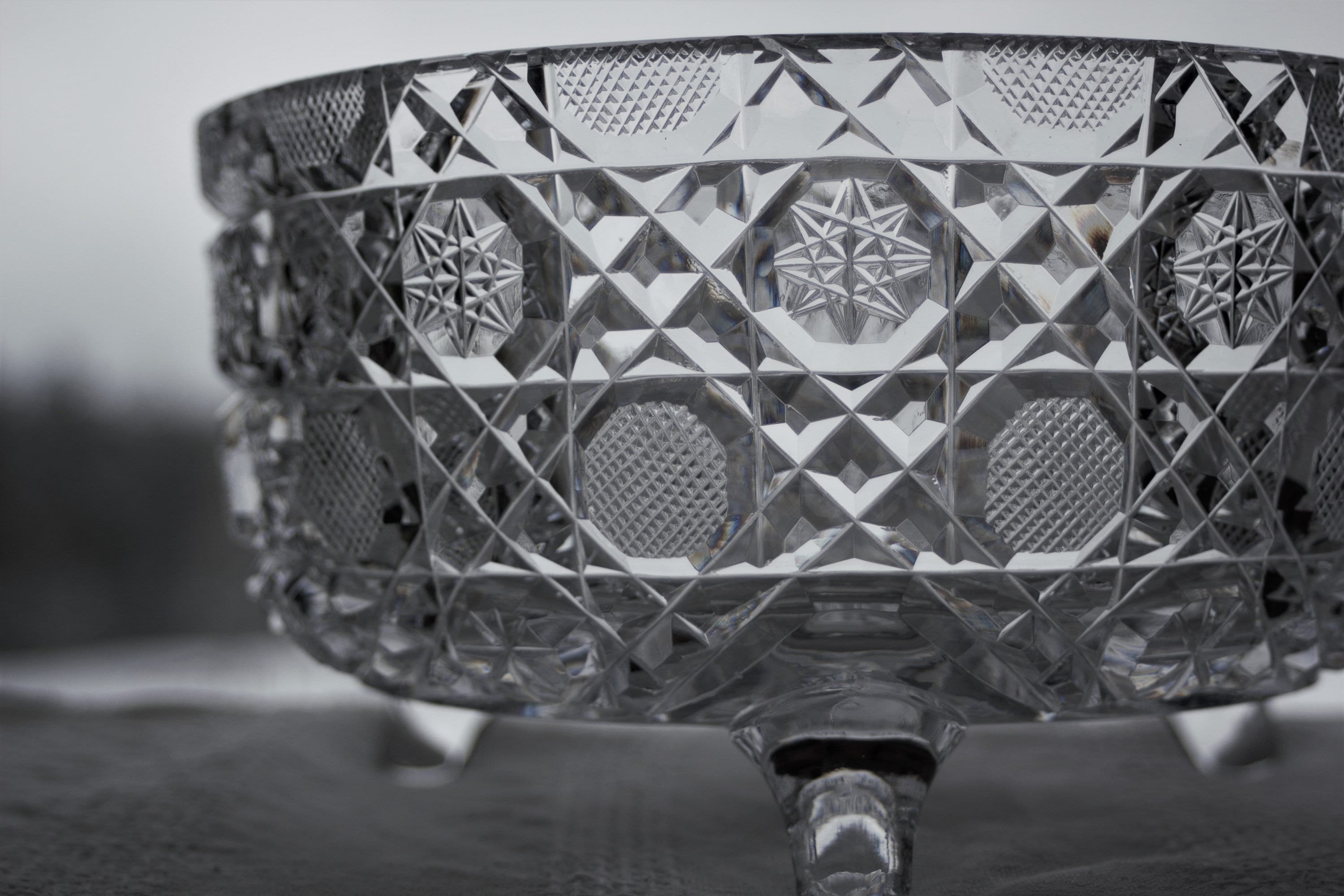 Stunning Heavy Vintage ABP Cut Glass Crystal Footed Center - Etsy Singapore