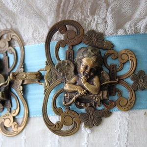 Antique Victorian - Edwardian Stamped Brass Buckle With Cherubs ...