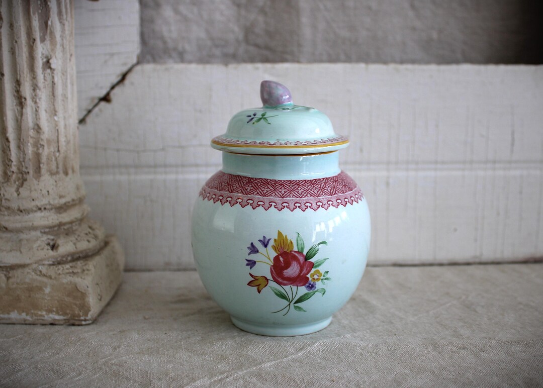 Antique Hand Painted English Adams Calyx Ware Covered Sugar Bowl ...