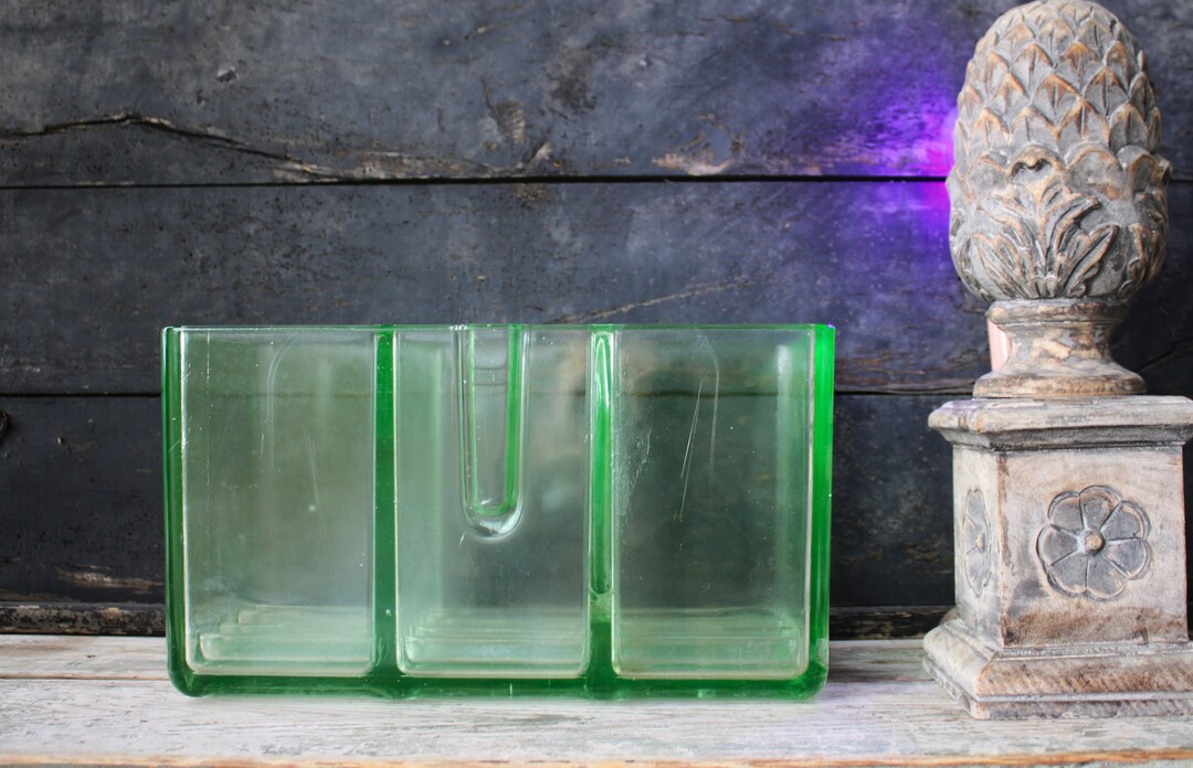 Large Antique Triple Section Aqua Uranium Glass Wet Battery Jar - Etsy