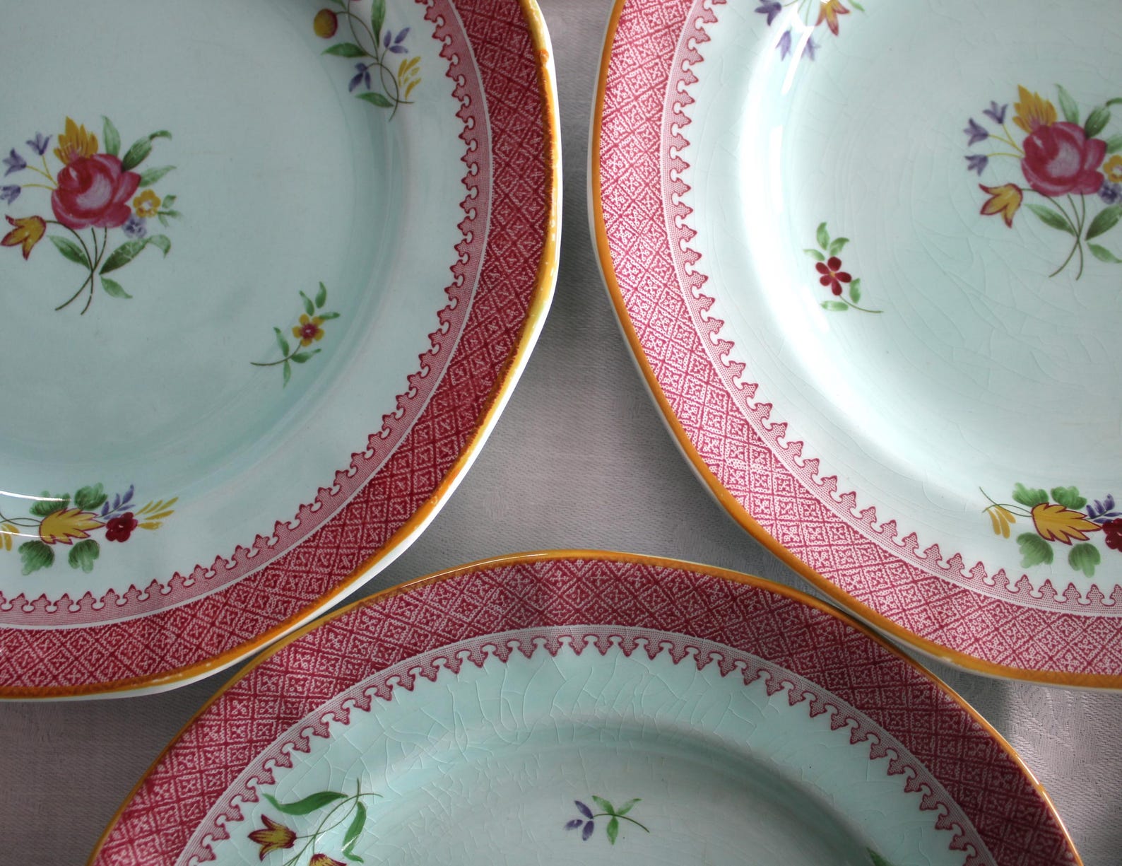 8 Antique Hand Painted English Adams Calyx Ware Salad Plates Lowestoft ...
