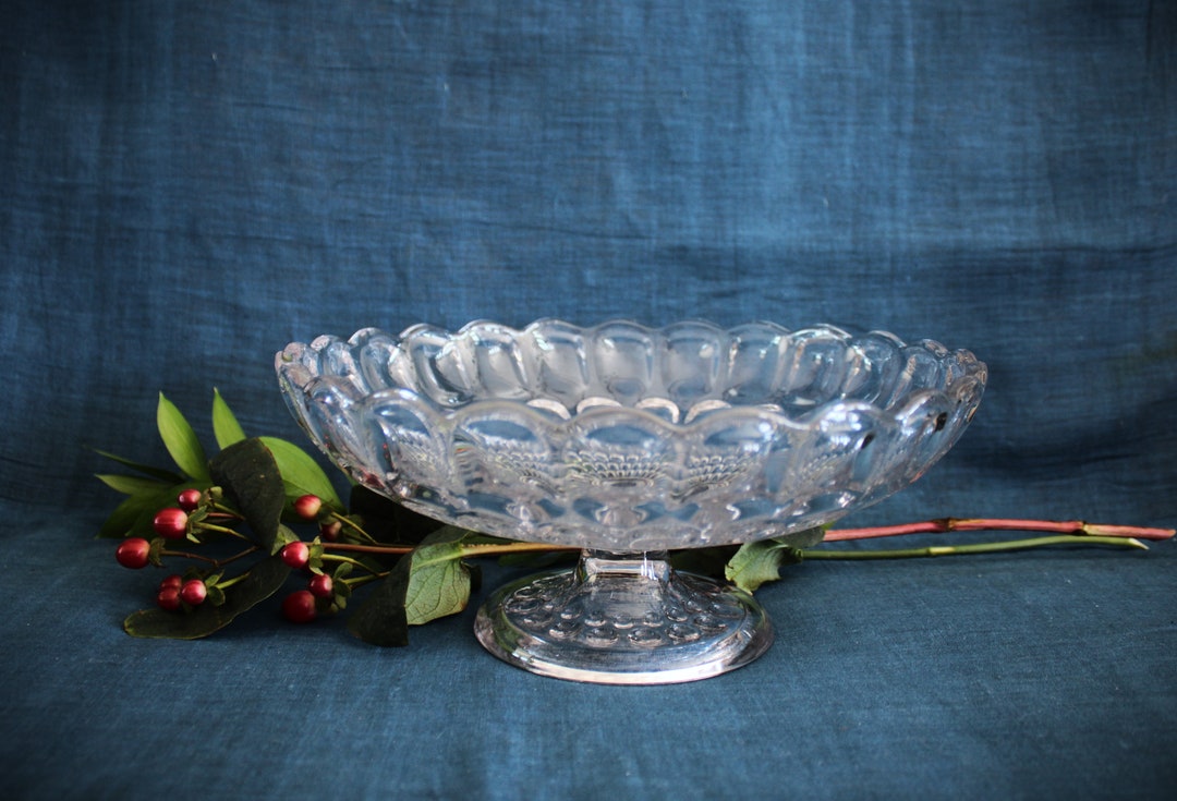 Antique EAPG Pedestaled Open Compote Baby Thumbprint Argus Flint Glass ...