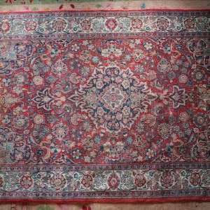 Vintage Persian Red and Blue Area Rug 80" X 54" - Etsy