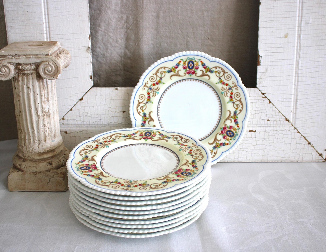 11 Antique Cauldon England Hand Painted Scalloped Edge 8 1/4" Salad ...