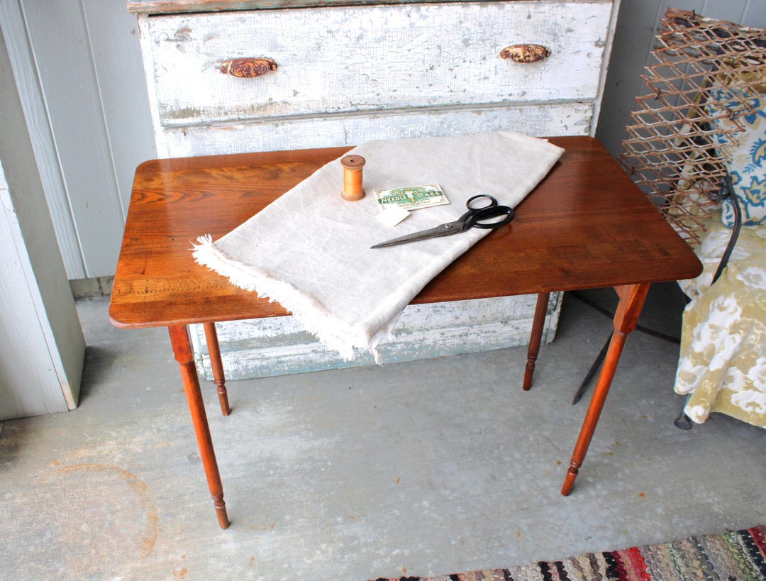 Antique Wooden Folding Sewing Tailor Table With Measure Portable ...