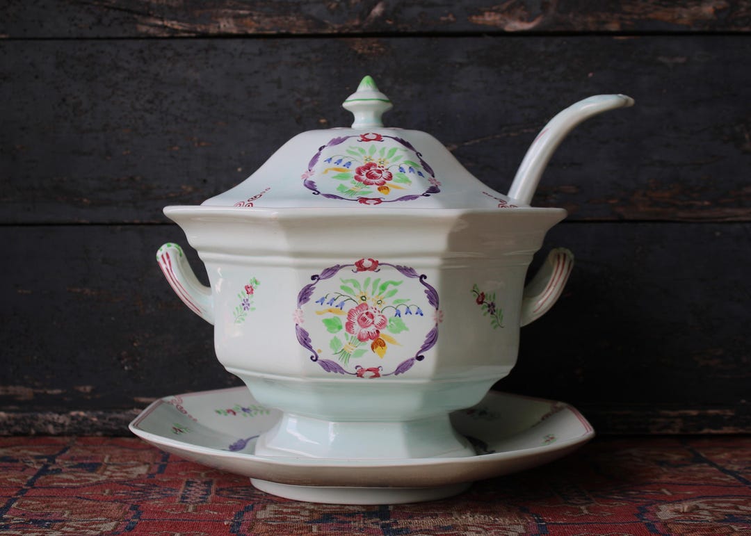 Rare Antique of Hand Painted English Adams Calyx Ware 2475 Octagonal ...