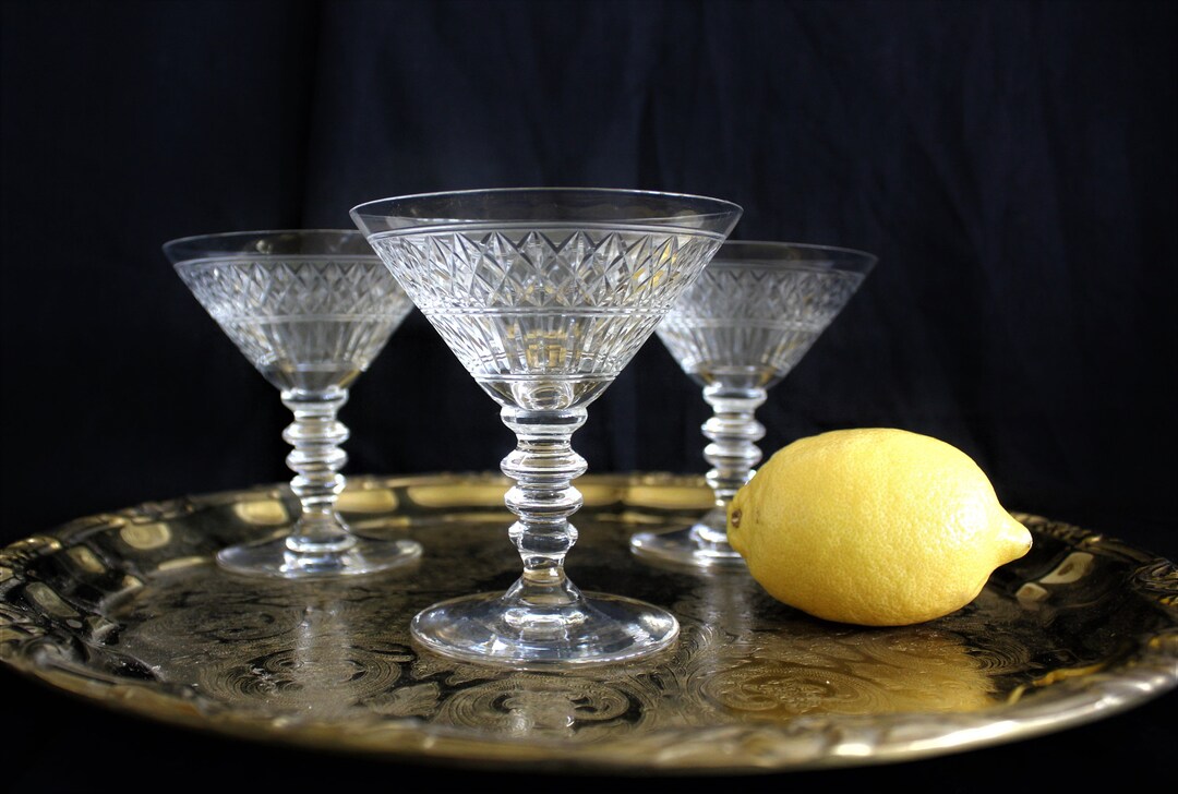3 Vintage Cut Elegant Lead Crystal Stemware Wine Champagne Cocktail ...