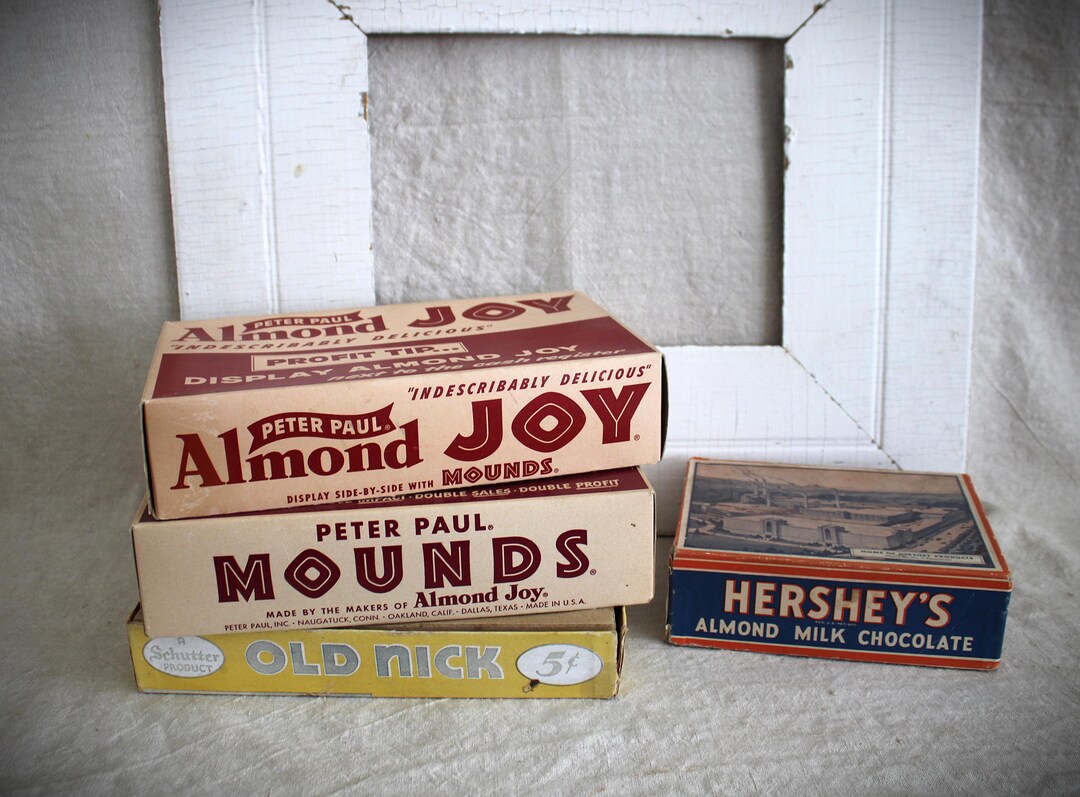 4 Vintage 5-10 Cent Candy Cardboard Store Advertising Display Boxes ...