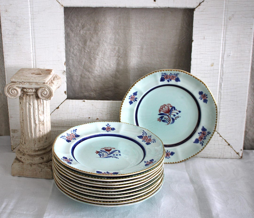 10 Antique Hand Painted English Adams Calyx Ware Luncheon Plates ...