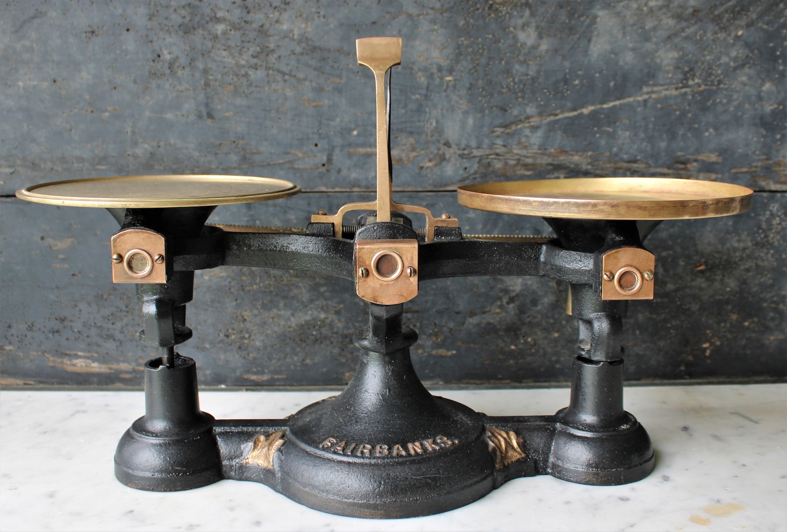 Antique Fairbanks Cast Iron Balance Scale With Brass Trays - Etsy