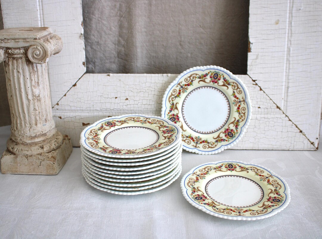 12 Antique Cauldon England Hand Painted Scalloped Edge 5 5/8" Sauce ...