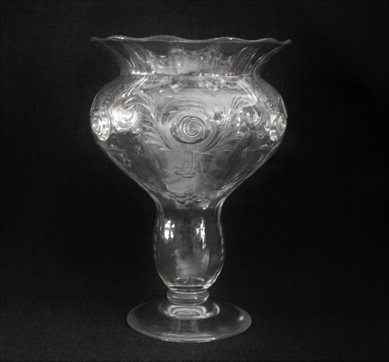 Large Vintage Steuben Intaglio Cut Crystal Glass Vase With - Etsy