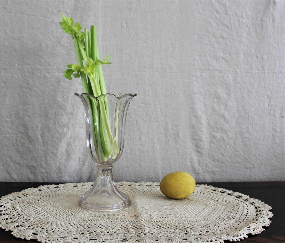 Antique EAPG Glass Paneled Celery Vase Early American Pattern | Etsy