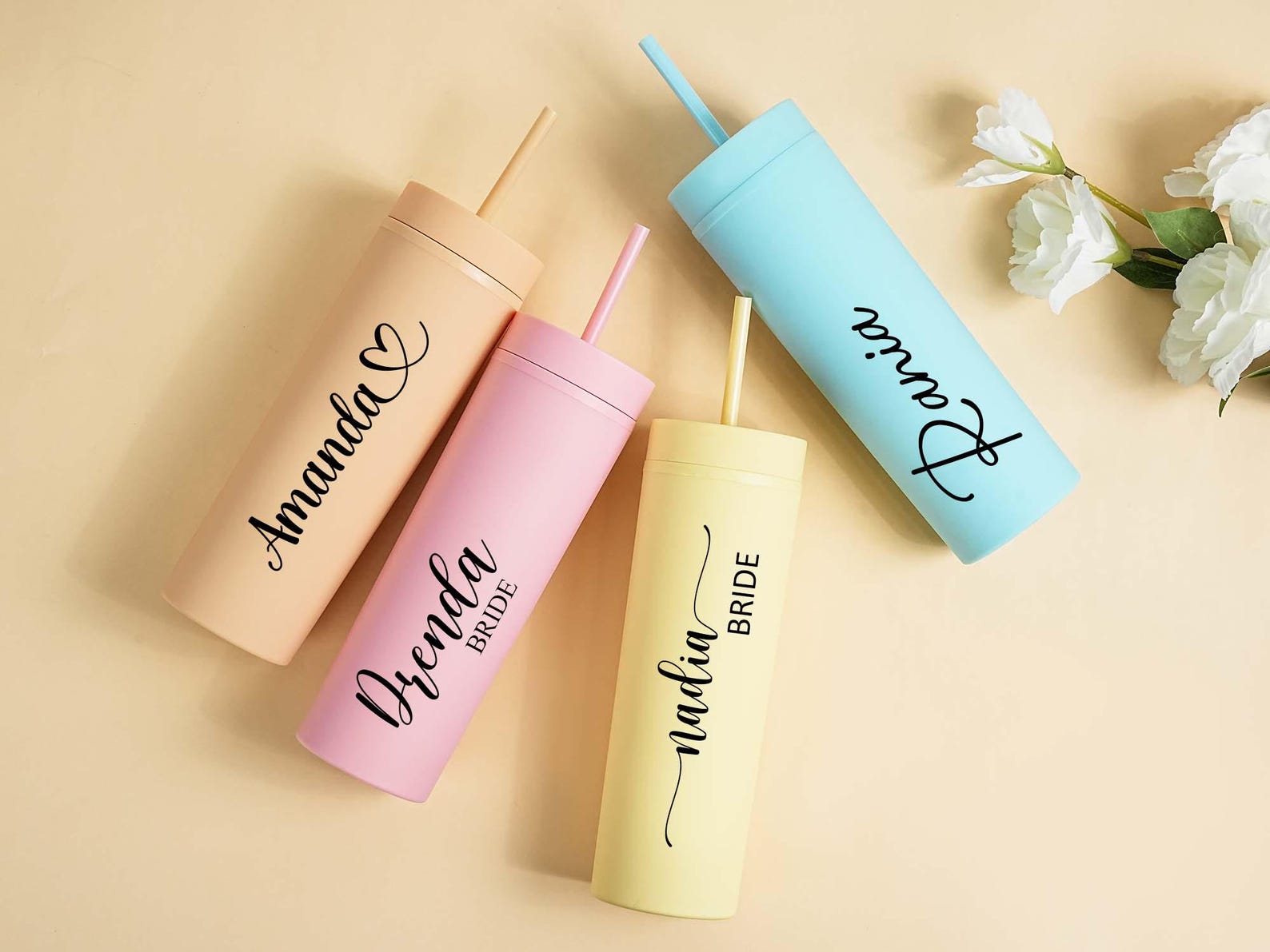 Personalized Tumbler With Lid and Straw,custom Cup With Name,bridesmaid ...