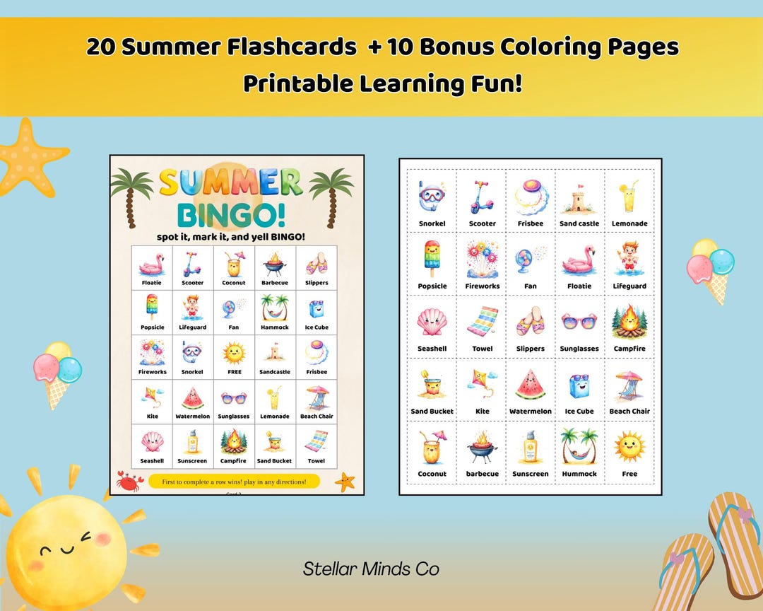 Printable Summer-themed Bingo Game | Fun Activity for Kids & Families ...