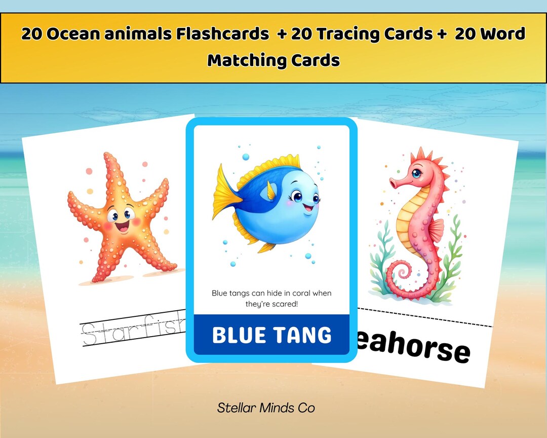 Ocean Animals Flashcards for Kids – 60 Printable Cards With Fun Facts ...