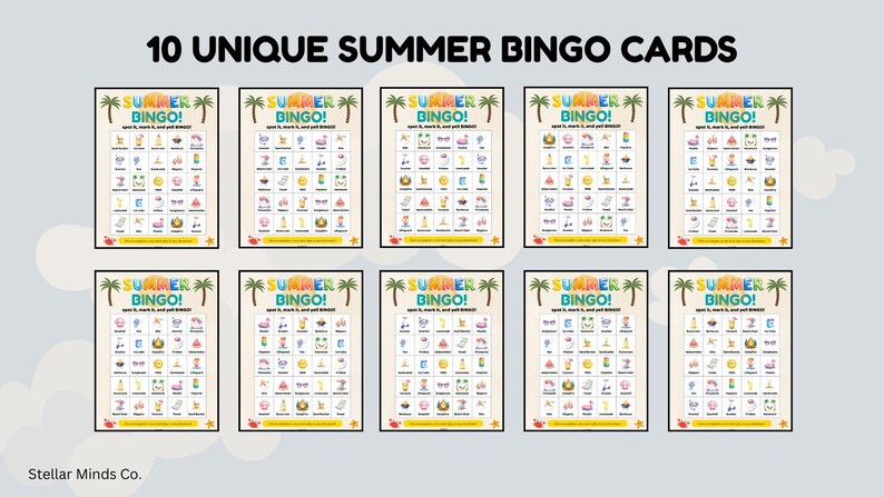 Printable Summer-themed Bingo Game | Fun Activity for Kids & Families ...