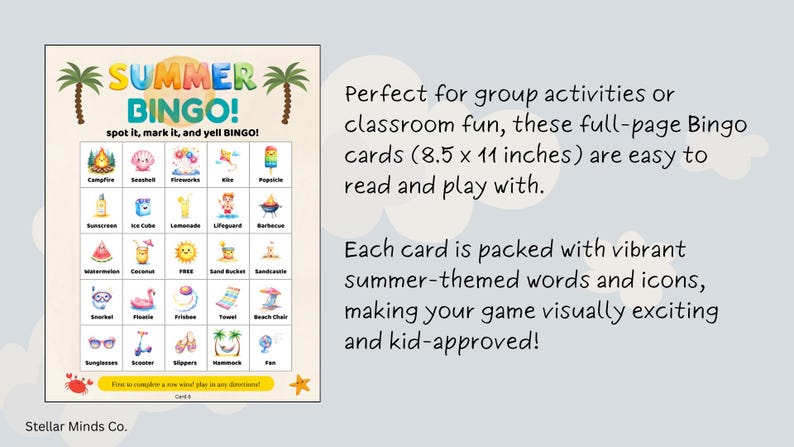 Printable Summer-themed Bingo Game | Fun Activity for Kids & Families ...