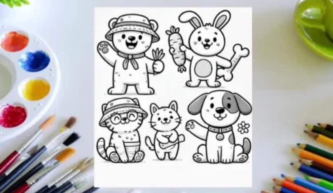 Princess and Her Animal Friends Coloring Page - Etsy
