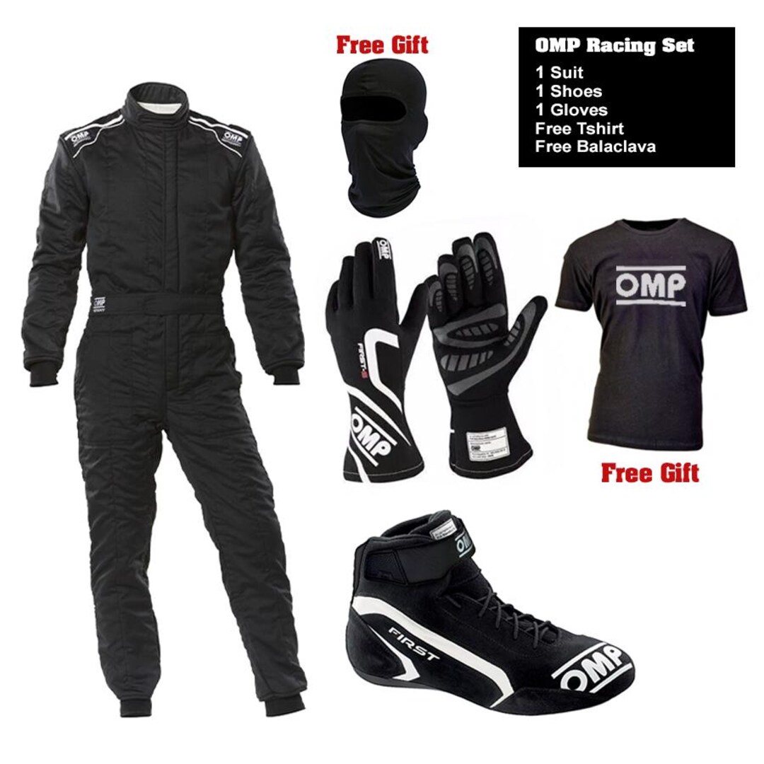 OMP Kart Racing Suit Set With Boots, Gloves & Free T-shirt, Balaclava ...
