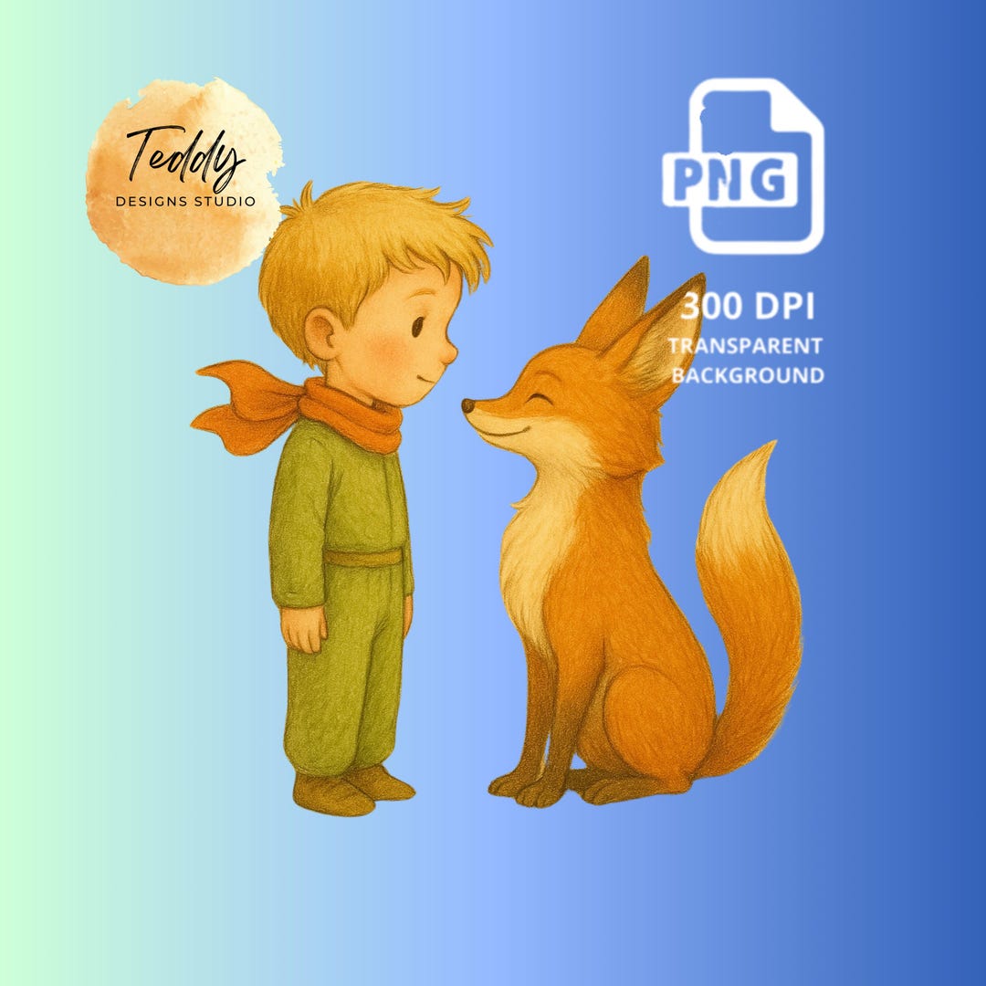 Little Prince With Fox PNG, Little Prince Clipart, Prince and Fox ...