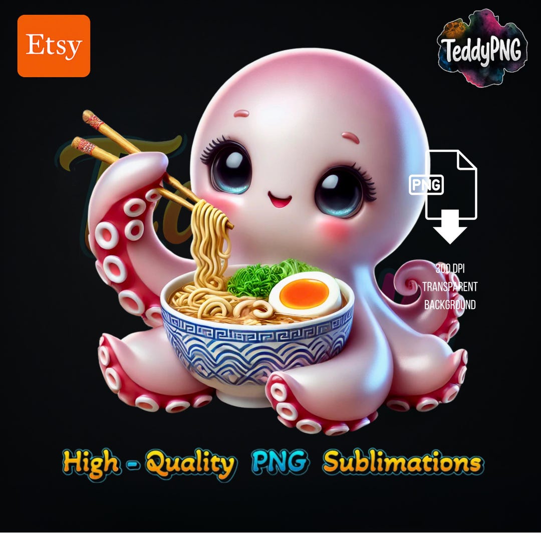 Cute Octopus Eating Ramen PNG, Kawaii Octopus Clipart, Cute Octopus ...