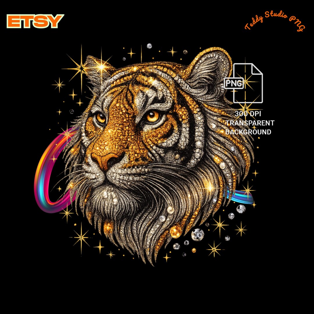 Diamond Tiger Clipart: Sparkly PNG Art (digital Download) - Etsy