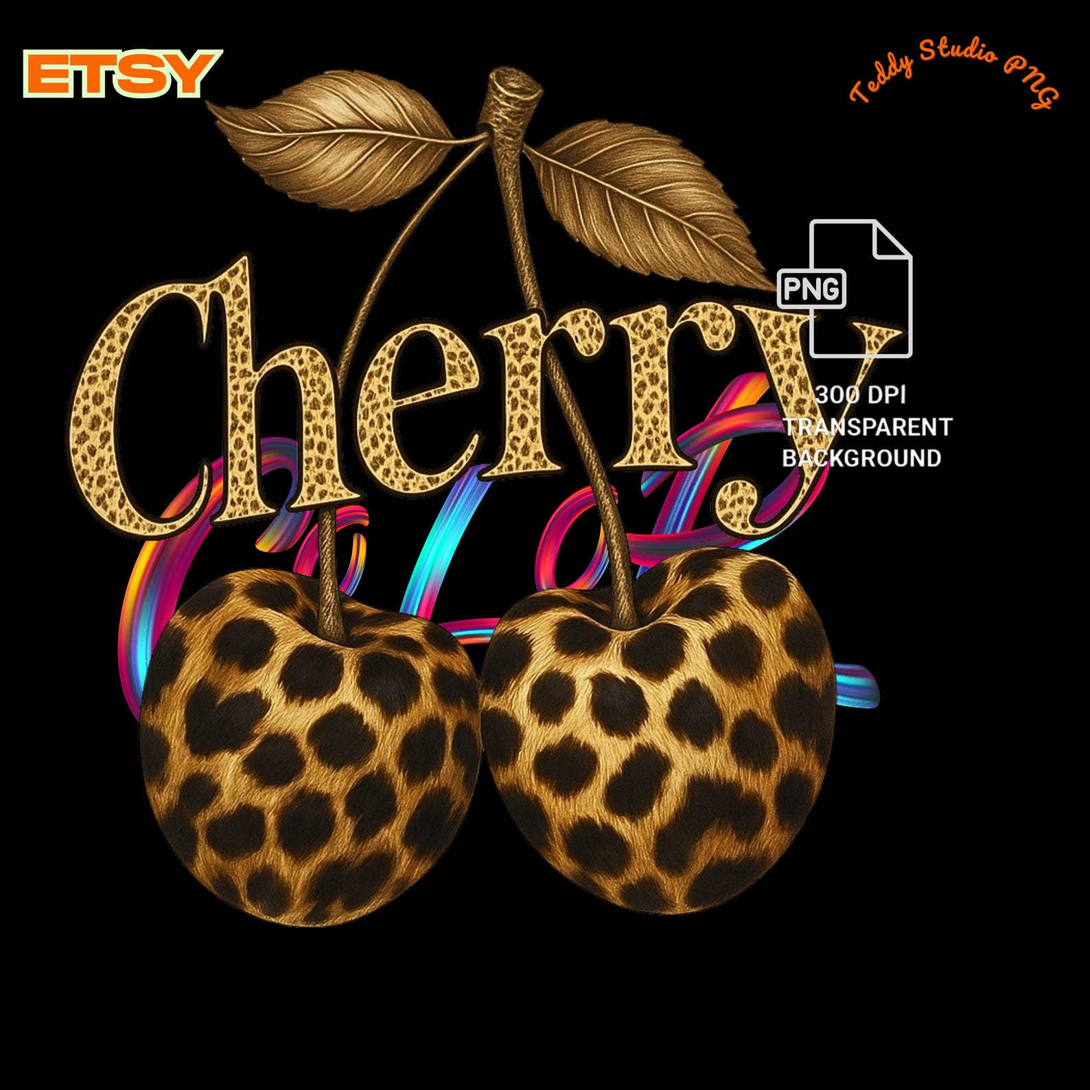 Leopard Cherry Clipart: PNG Art, Sticker (digital Download) - Etsy