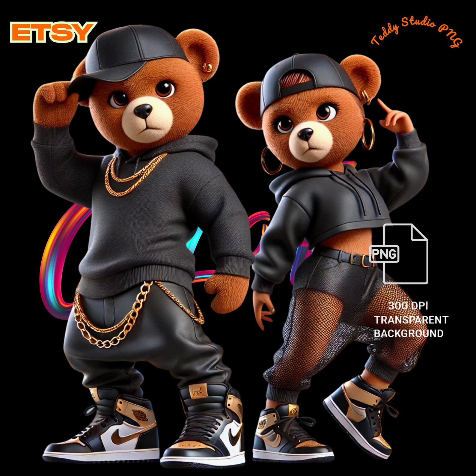 Teddy Bear Duo Dancers I Cute Teddy Rapper Clipart | Art, Clipart ...