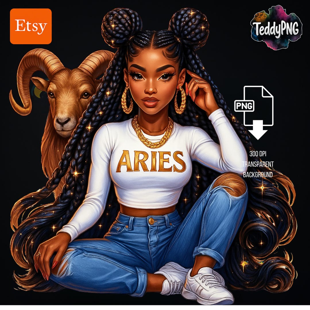 Aries Girl PNG: Zodiac Fashion Art (digital Download) - Etsy