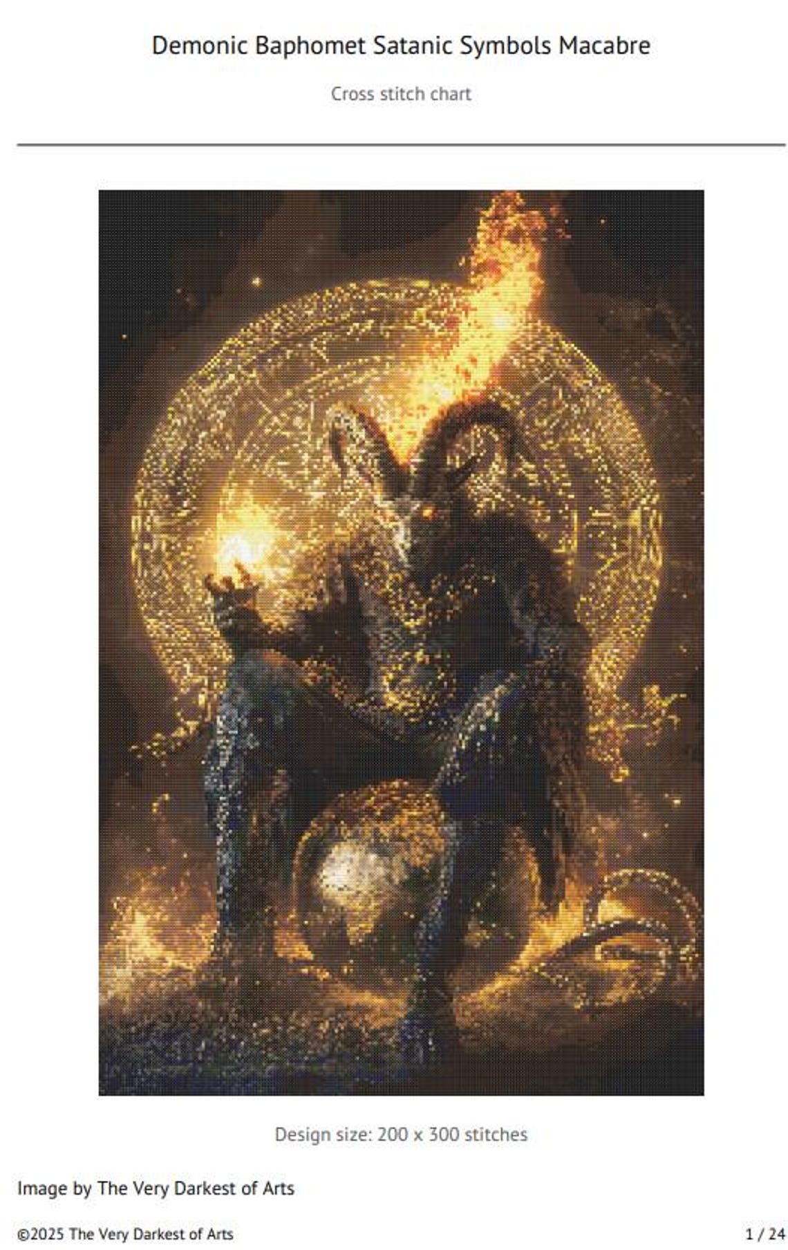 Demonic Baphomet Satanic Symbols Macabre Cross Stitch Pattern. Instant ...