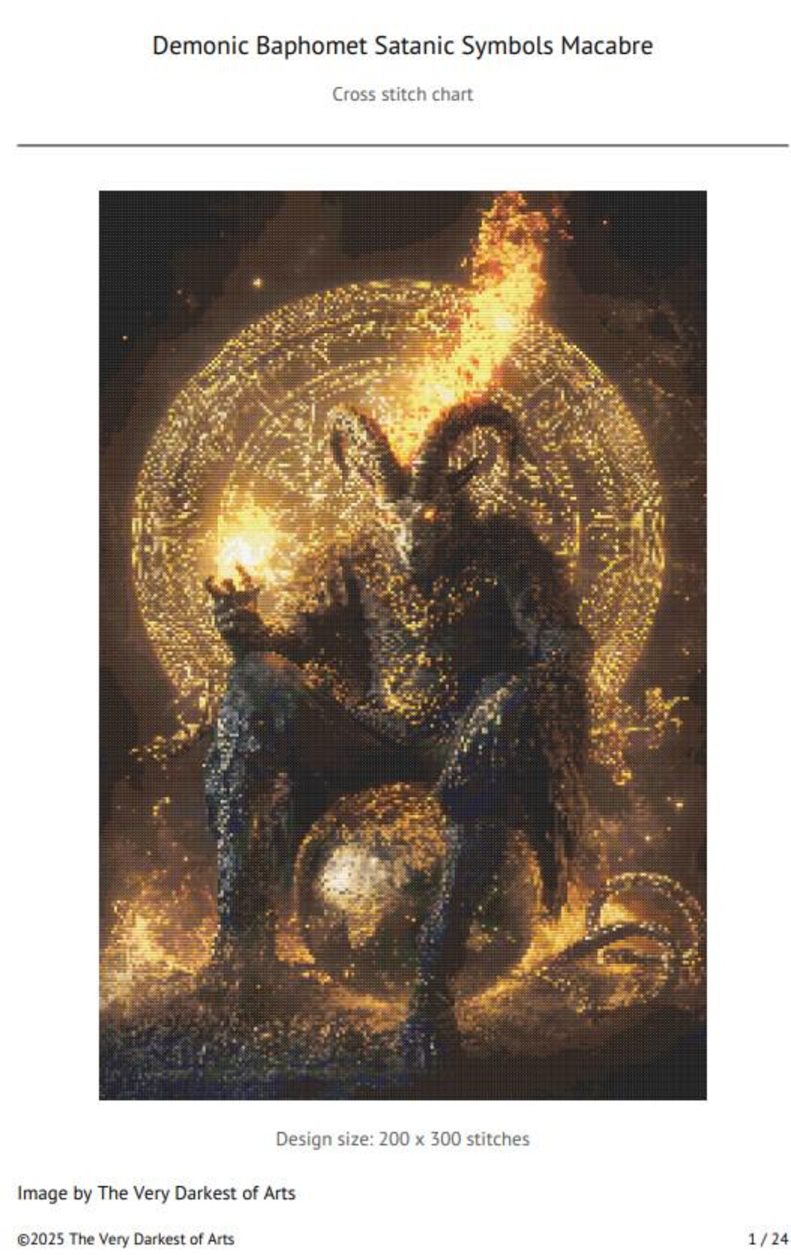 Demonic Baphomet Satanic Symbols Macabre Cross Stitch Pattern. Instant ...