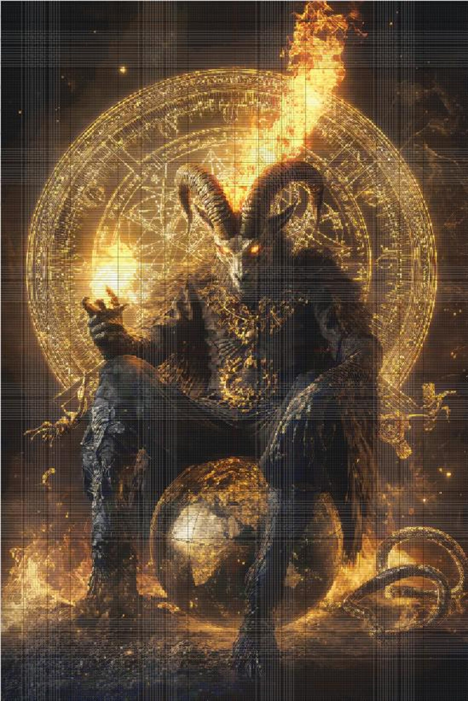 Demonic Baphomet Satanic Symbols Macabre Cross Stitch Pattern. Instant ...