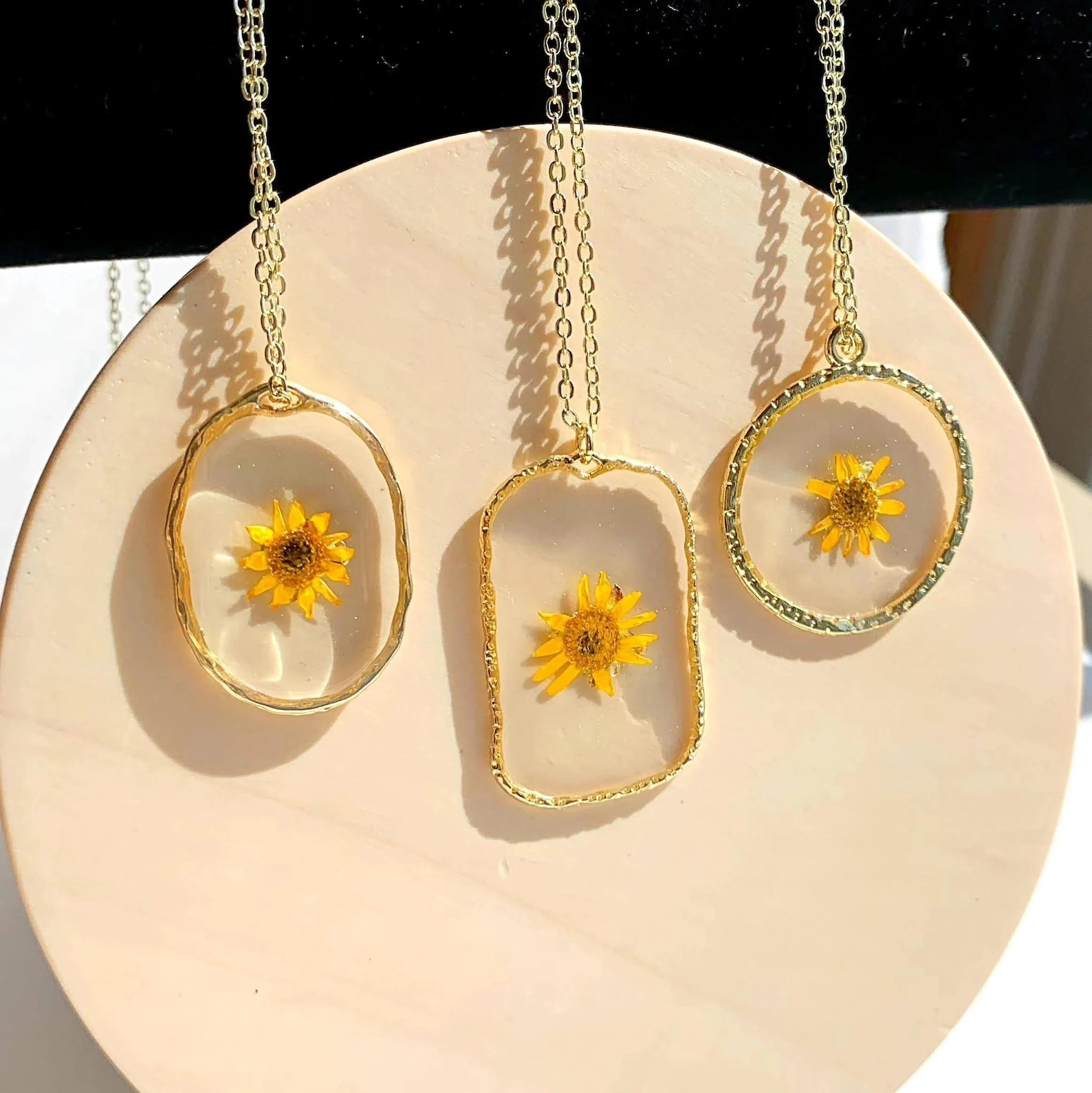 Mini Sunflower Necklace, Gifts for Her, Pressed Sunflower Necklace ...