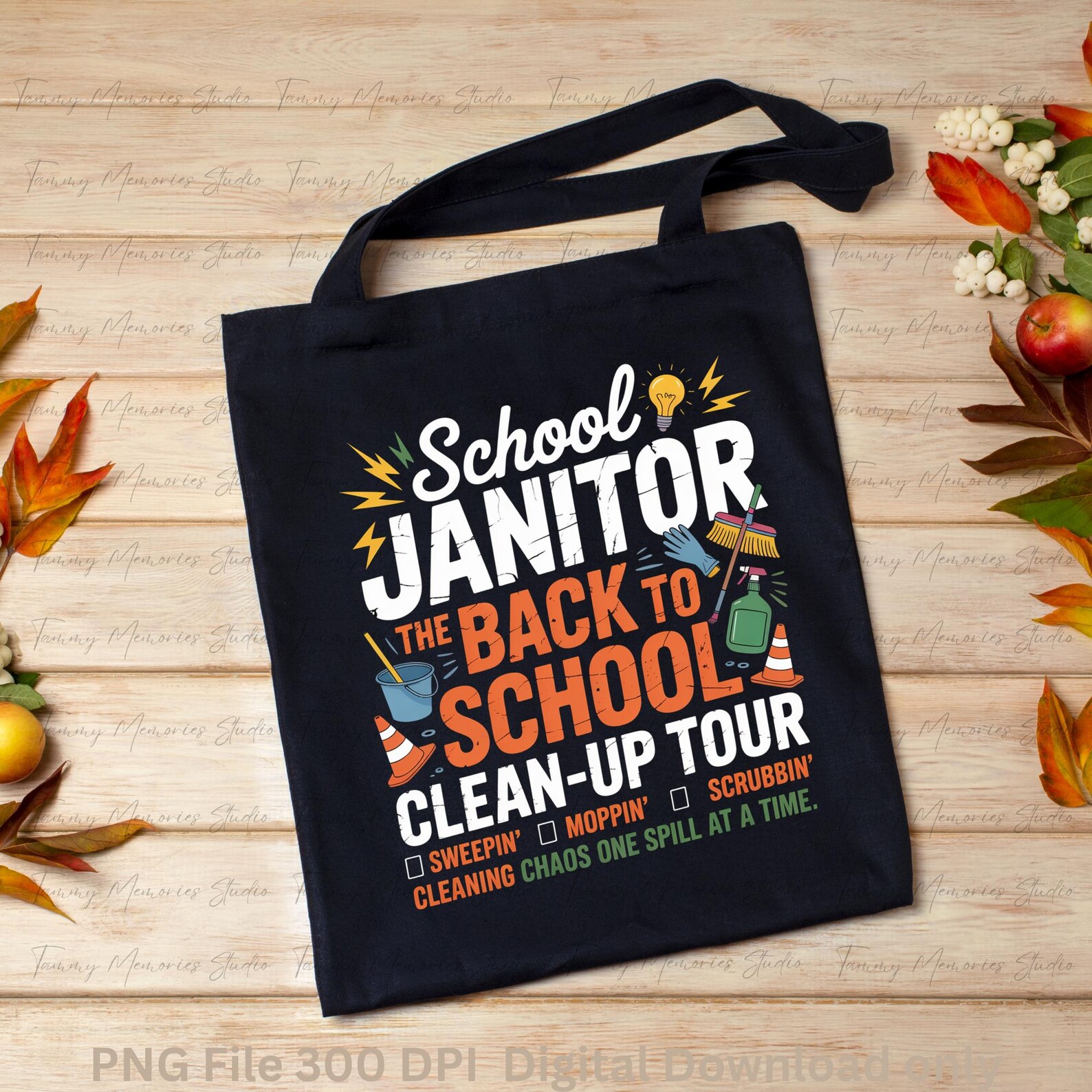 Funny School Janitor PNG: Back to School Clipart for T-shirts (digital ...