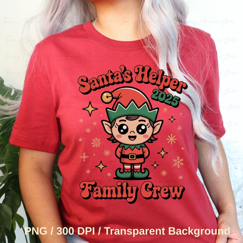 Santa’s Helper 2025 Family Crew PNG, Cute Christmas Elf Family Shirt ...